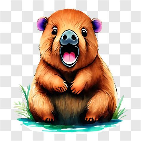 Download Playful Brown Bear Enjoying Itself In The Water Png Online