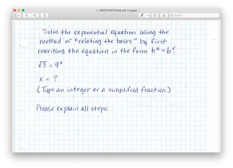 solved solve the exponential equation using the method of