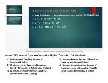 Algebra 2 Lesson Plan 17 Systems Of Equations Solved With Algebra