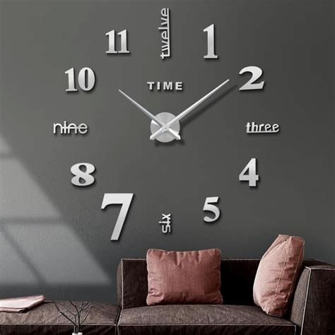 Diy Horloge Murale Frameless Grande Pendule Murale D Mirror Sticker Horloge Silencieuse Sans