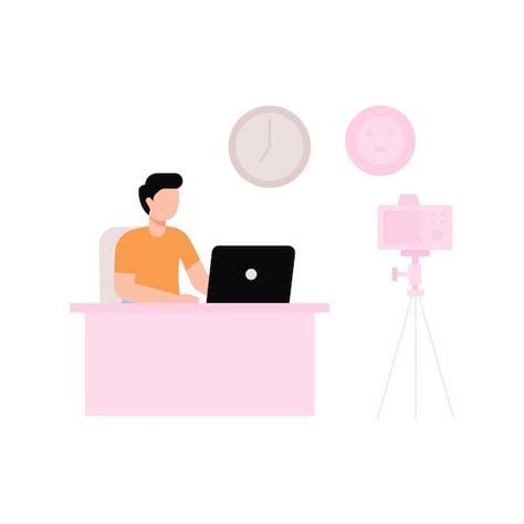 El Chico Está Filmando Un Video De Trabajo Vector Premium