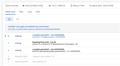 Crash Over Committing From RepeatingTimer Issue Justeat JustLog GitHub