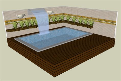 Pool And Waterfall In Skp Cad Download 1261 Kb Bibliocad