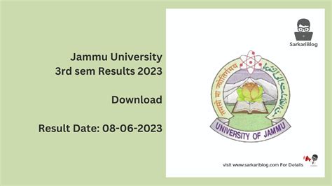 Jammu University 3rd Sem Results 2023