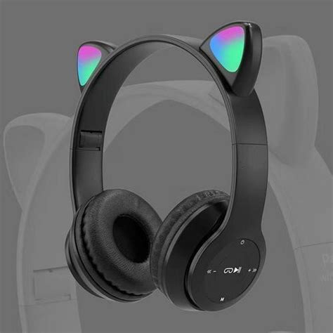 Wireless Headphones Cat Ear Bluetooth Headset Built In Microphone Cool