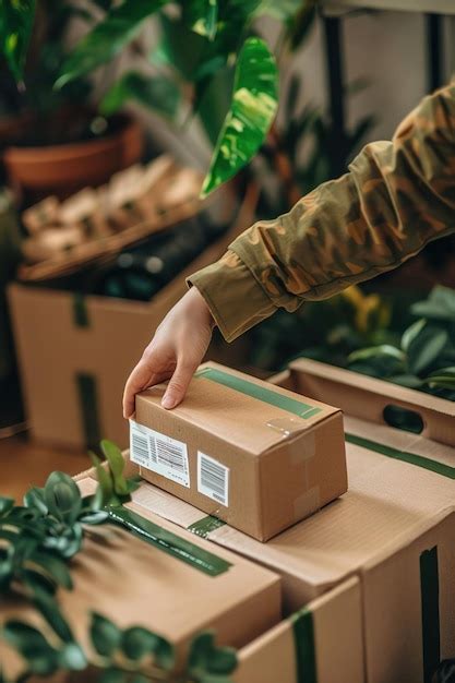 Premium Photo Ecommerce Return Process Person Packing And Returning A Product Using A Prepaid