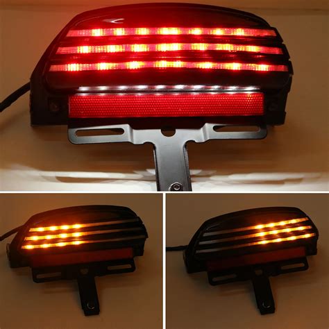 LED Rear Turn Signal Tail Light With License Plate Bracket For Harley