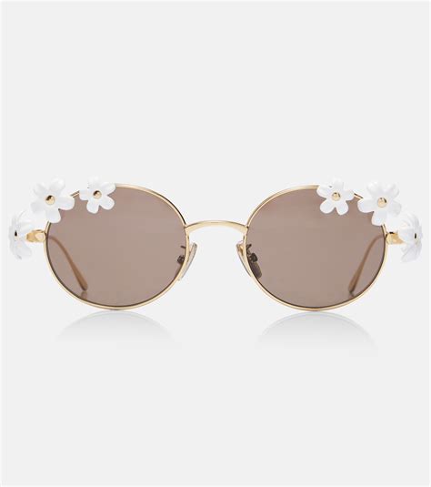 Signature Floral Round Sunglasses In Gold Loewe Mytheresa