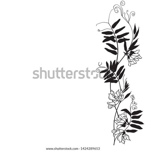 Grass Mouse Peas Flowers Floral Vector Stock Vector Royalty Free