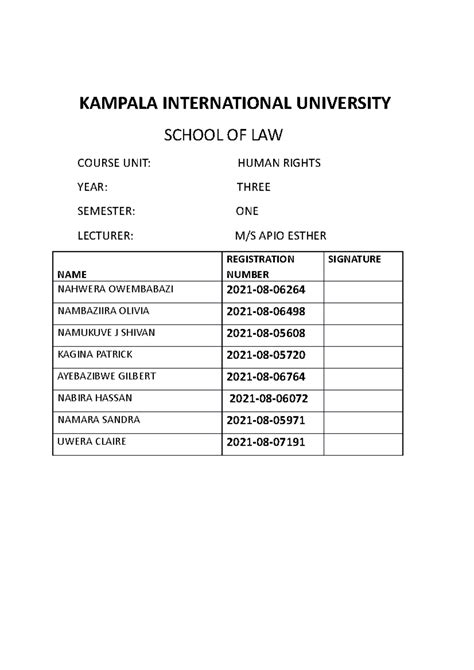 Right To Privacy 1 Kampala International University School Of Law Course Unit Human Rights