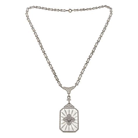 Art Deco Diamond And Rock Crystal Necklace
