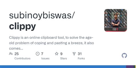 GitHub Subinoybiswas Clippy Clippy Is An Online Clipboard Tool To
