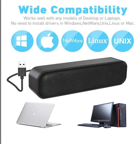 S016 HONKYOB USB Computer Speakers Laptop Speakers Wired USB Powered Portable Mini Sound Bar
