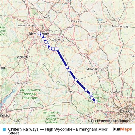 Chiltern Railways Route Stops Schedules And Maps High Wycombe Birmingham Moor Street