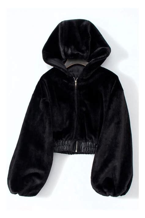 Gothic Women S Black Zipper Velvet Hooded Sweater Inspired Style