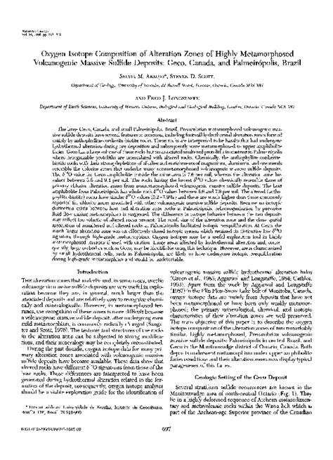 Pdf Oxygen Isotope Composition Of Alteration Zones Of Highly