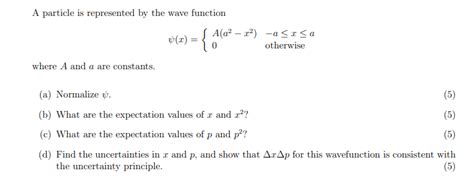 Solved A Particle Is Represented By The Wave Function V X