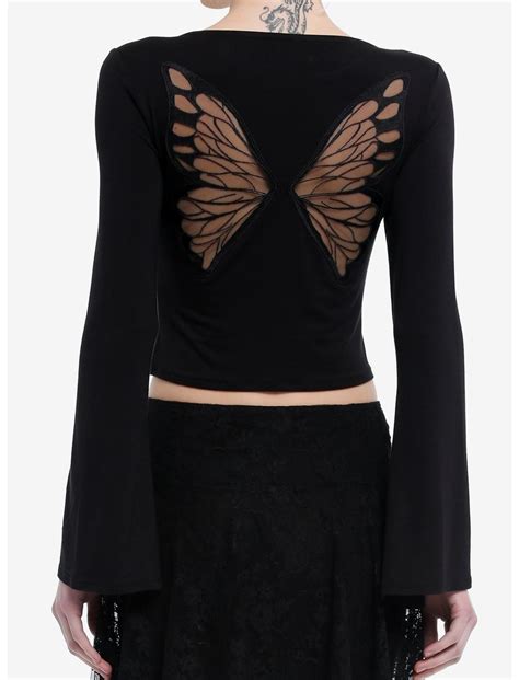 Cosmic Aura Butterfly Girls Crop Bell Sleeve Top Hot Topic