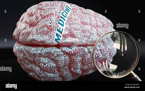 Medicine In Human Brain A Concept Showing Hundreds Of Crucial Words