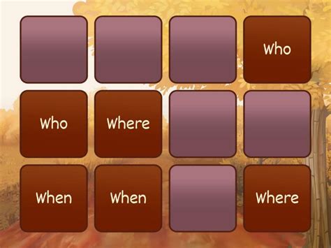 Question Words Matching Pairs