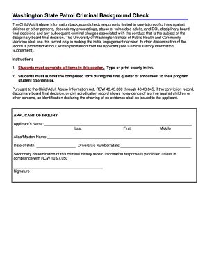 Fillable Online Depts Washington WSP Background Check Forms 08doc