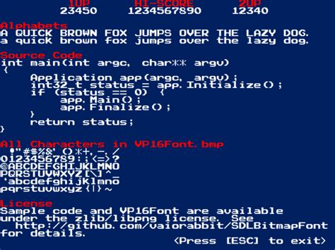 Github Vaiorabbit Sdlbitmapfont Bitmap Sprite Font Rendering With Sdl