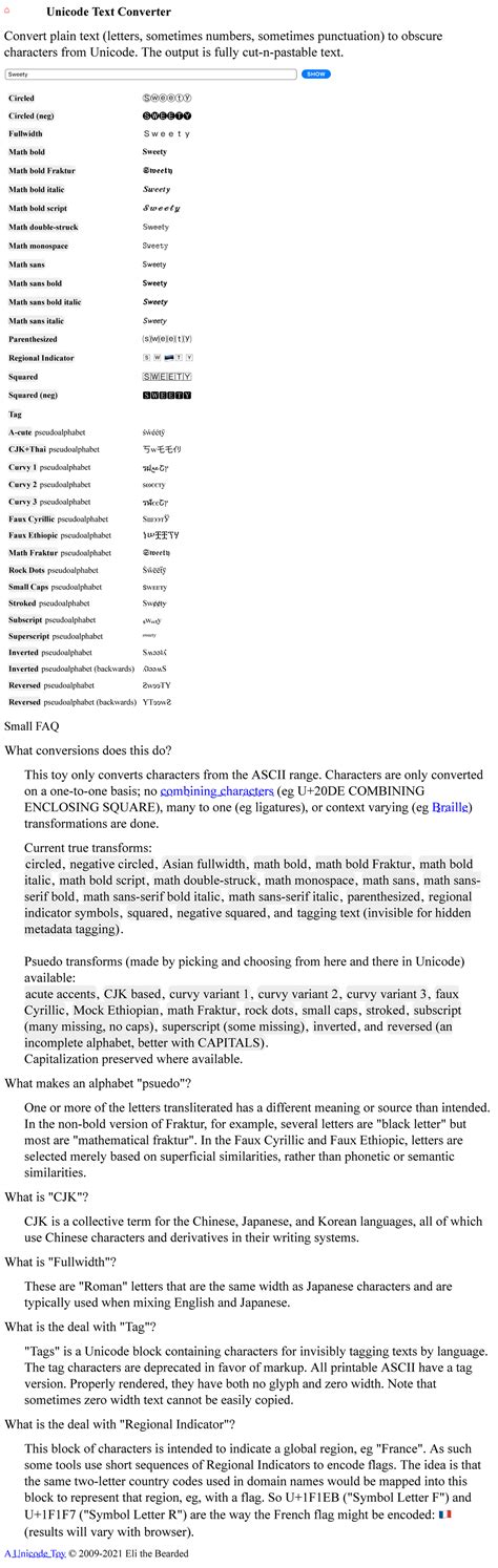 Unicode Text Converter ⌂ Unicode Text Converter Convert Plain Text Letters Sometimes Numbers