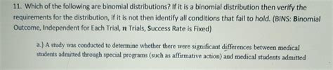 Solved 11 Which Of The Following Are Binomial