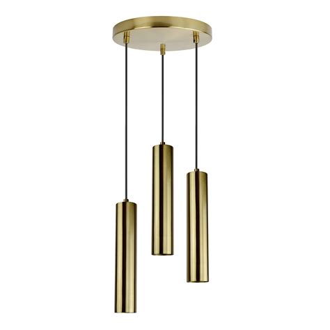 Lampa tuba wisząca 3 punktowa NAPOLI GOLD Agata