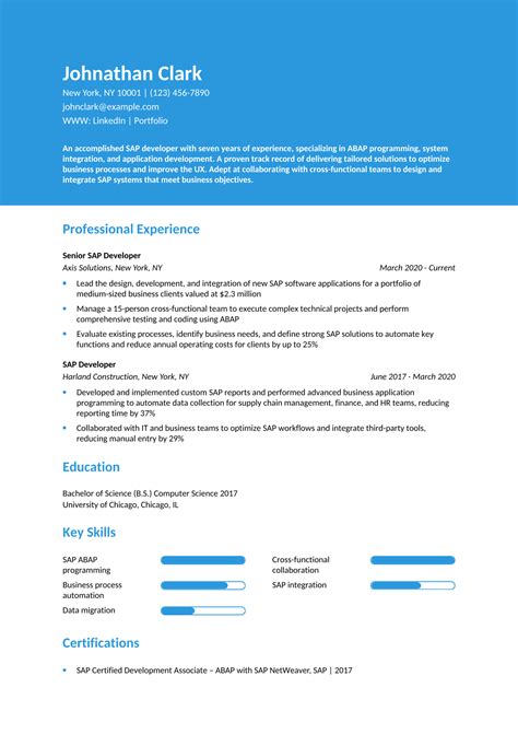 Sap Resume Examples And Templates For 2025 Sap Resume Examples And Templates For 2025