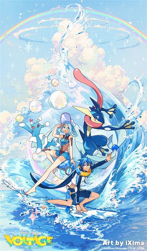 Hatsune Miku Kaito Greninja Brionne And Water Miku Pokemon And 2 More Drawn By Ixima