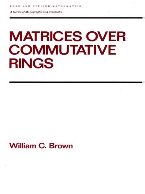 William Brown Matrices Over Commutative Rings Pdf