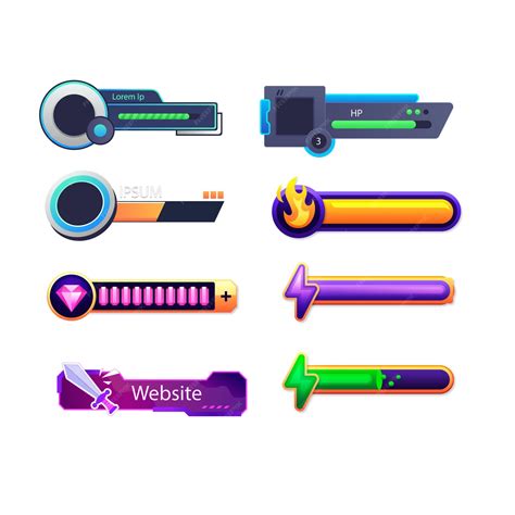 Premium Vector Game Health Bar Ui Asset For Video Game Energy Indicator For Mobile Web And
