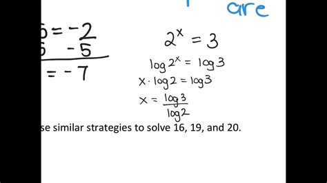 Algebra Iia Notes For Day 1 Solving Exponential And Logartithmic