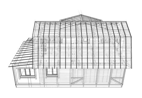 House Sketch Vector Rendering Of 3d Project Engineering Exterior Vector