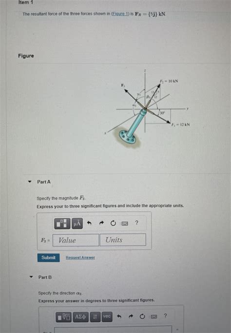 Solved Item 1the Resultant Force Of The Three Forces Shown