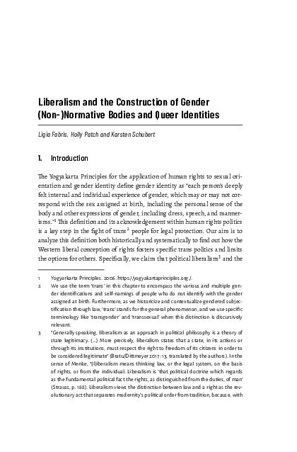 Pdf Liberalism And The Construction Of Gender Non Normative Bodies