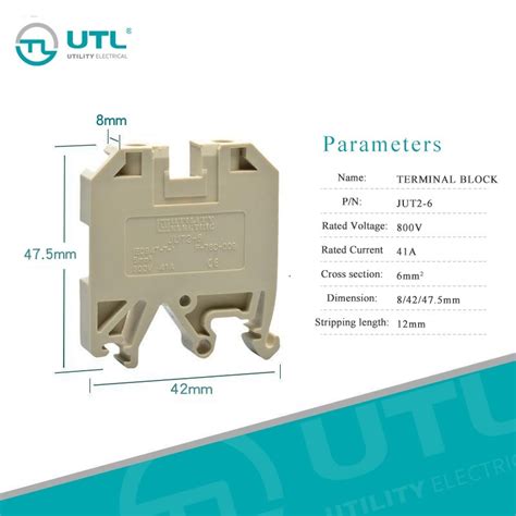 Utl 6mm2 Feed Through Universal Terminal Block DIN Rail Screwfix Type Screw Terminal Block And
