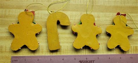 Christmas Ornaments Gingerbread Cookies Set Of 4 Plastic Ebay