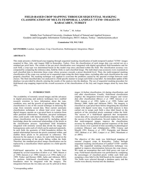 field based crop mapping through sequential masking