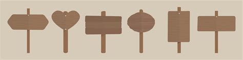 Wooden Sign Shapes Variety Isolated Free Vector Rawpixel