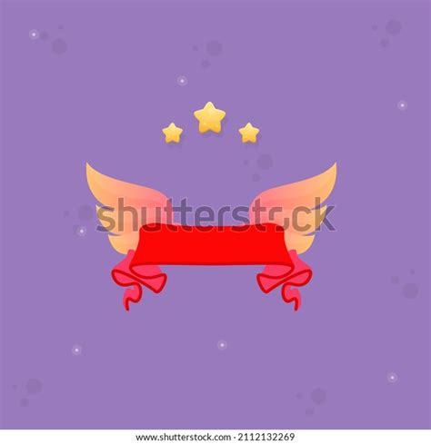 Game Ui Icon Wings Red Ribbon Stock Vector Royalty Free 2112132269