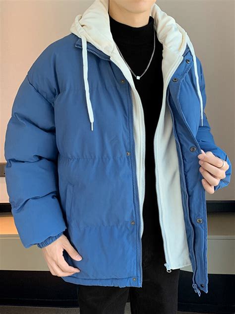 남성용 캐쥬얼 솔리드 더블 지퍼 후드 윈드브레이커 코트 두꺼운 면 패딩 보온 파카 따뜻한 재킷 겨울 2022 신상 Aliexpress