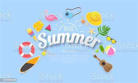 봄 여름 프레임 포스터 수영 반지 인사 배경 배너 벡터 일러스트레이션 및 포스터 카드 디자인 귀여운에 대한 스톡 벡터 아트 및