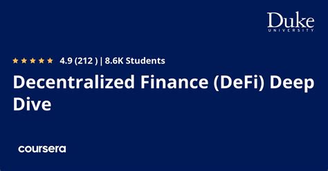 Decentralized Finance Defi Deep Dive Coursya