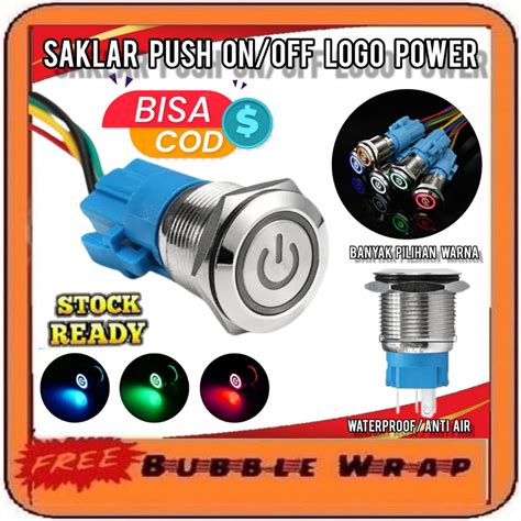 Jual Saklar Tombol On Off LED Stainless 19 Mm 16 Mm Honda Yamaha Push Button Waterproof Tombol