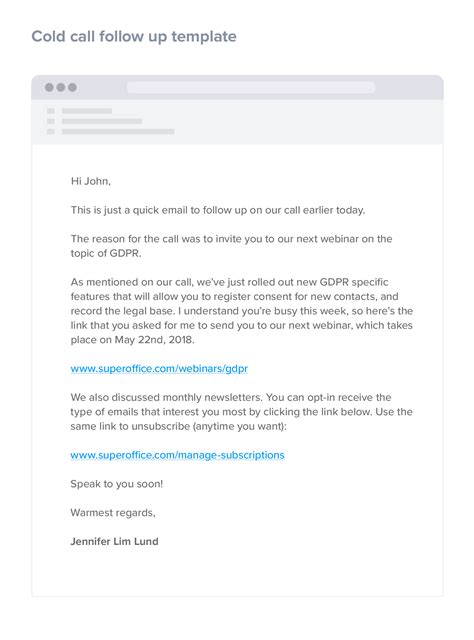 Follow Up Cold Email Template