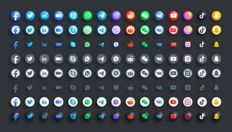 Popular Social Media Network Web Icons Set Vector Image