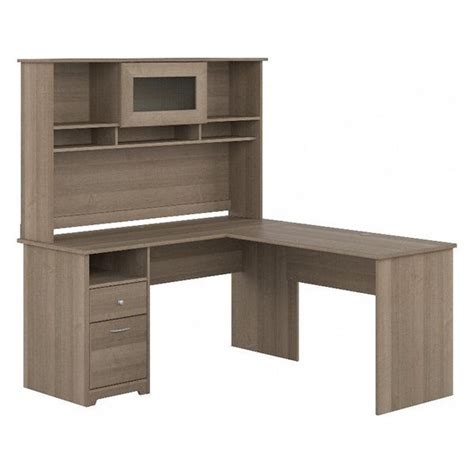 Bush Furniture Cabot L Shaped Desk With Hutch In Heather Gray Artofit
