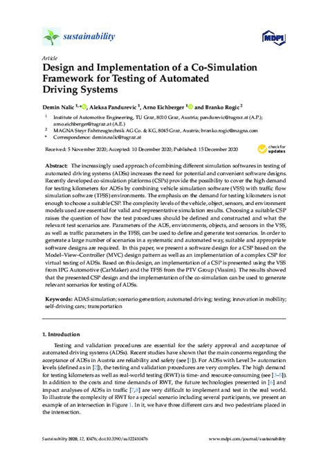 Pdf Design And Implementation Of A Co Simulation Framework For Testing Of Automated Driving